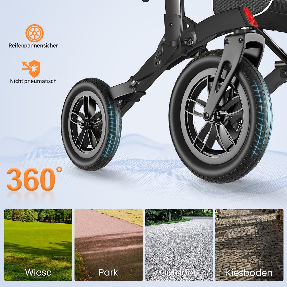 VOCIC Z52: Faltbarer Leichtgewicht-Rollator für Gelände & Outdoor – Vocic